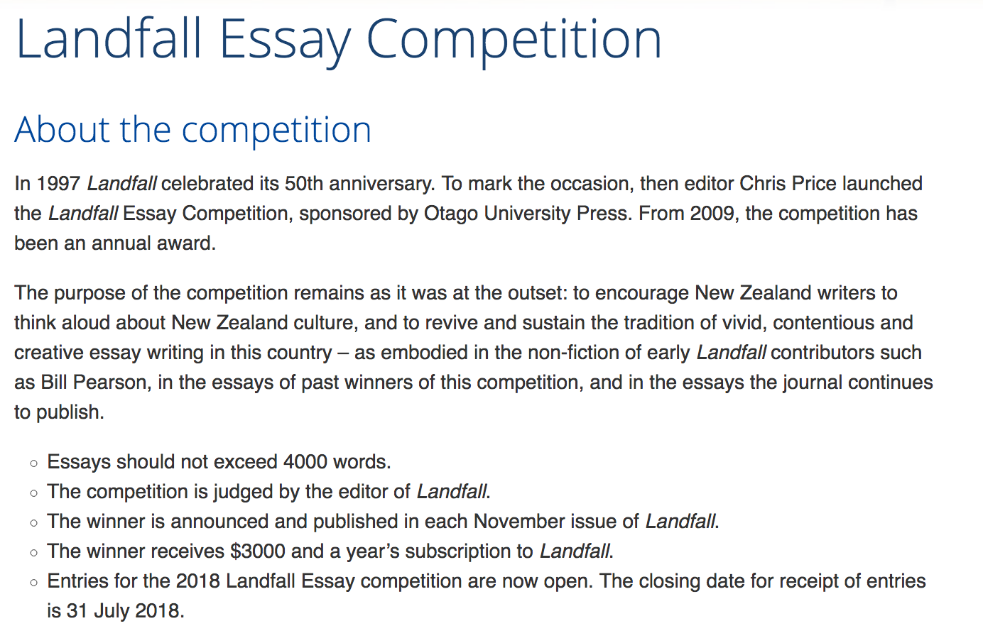 Landfall essay competition now open | NZ Poetry Shelf