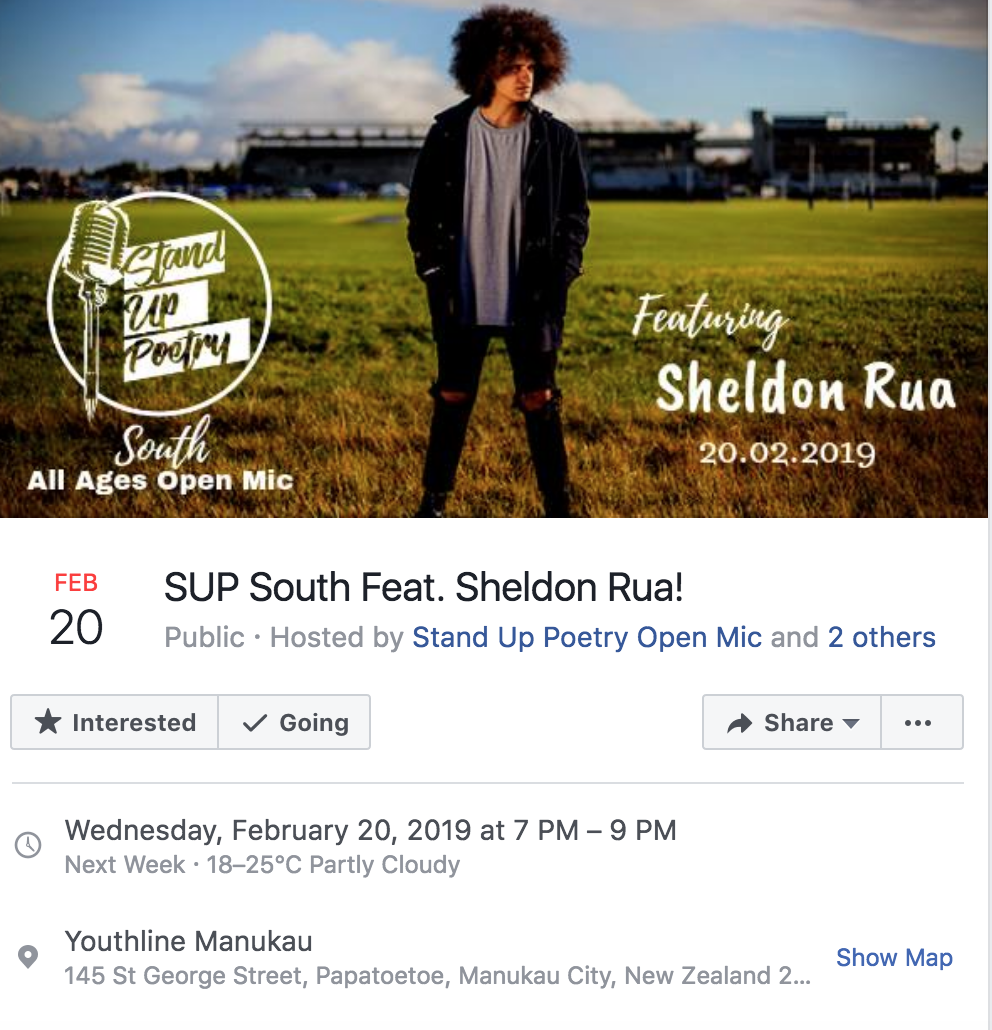Poetry Shelf Newsboard: Stand Up Poetry featuring Sheldon Rua | NZ ...