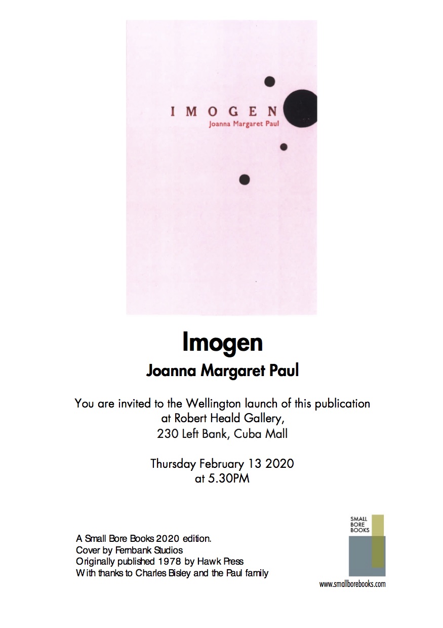 Poetry Shelf noticeboard: new edition of Joanna Margaret Paul’s Imogen ...