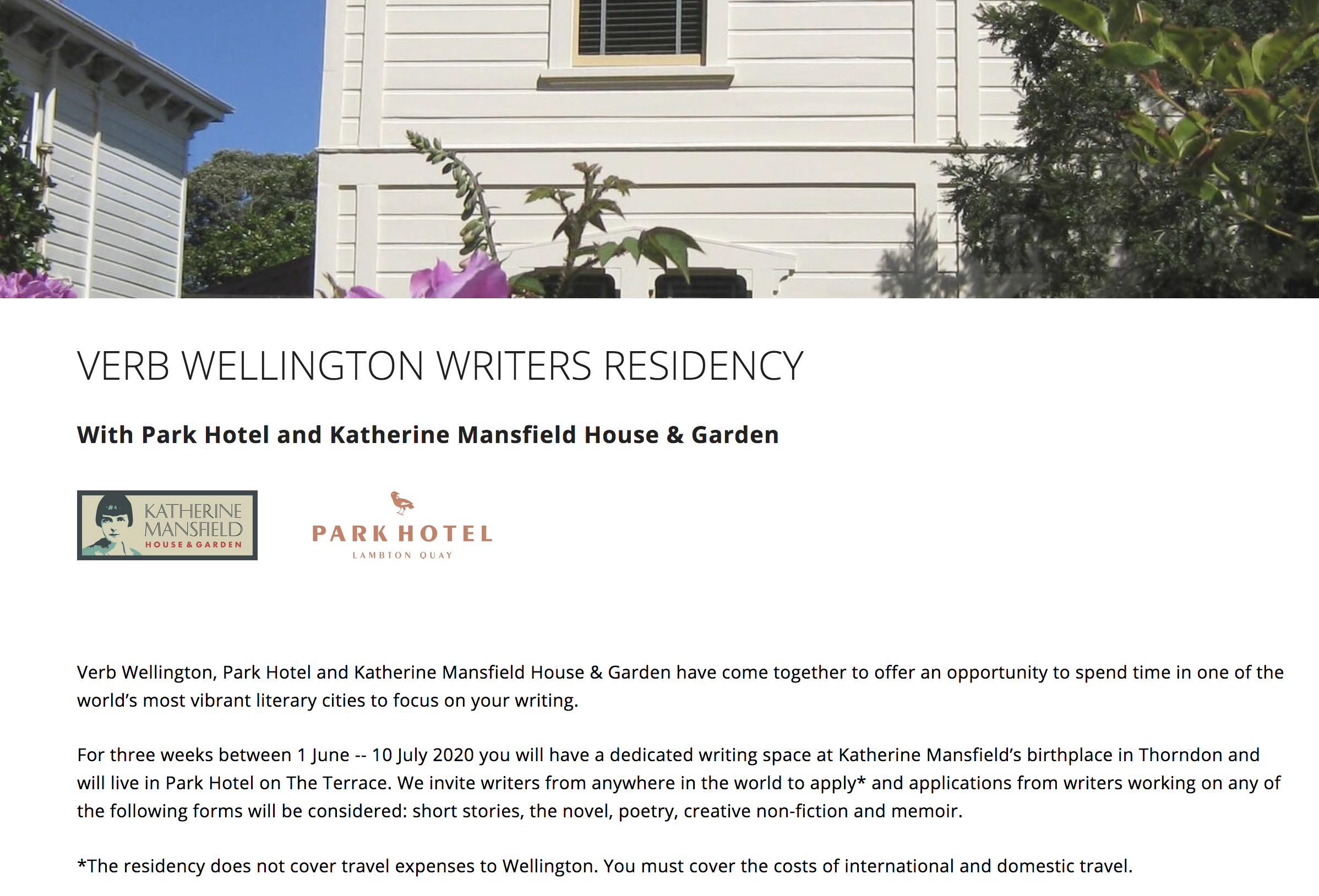 Poetry Shelf noticeboard: Verb Wellington Writers Residency | NZ Poetry ...