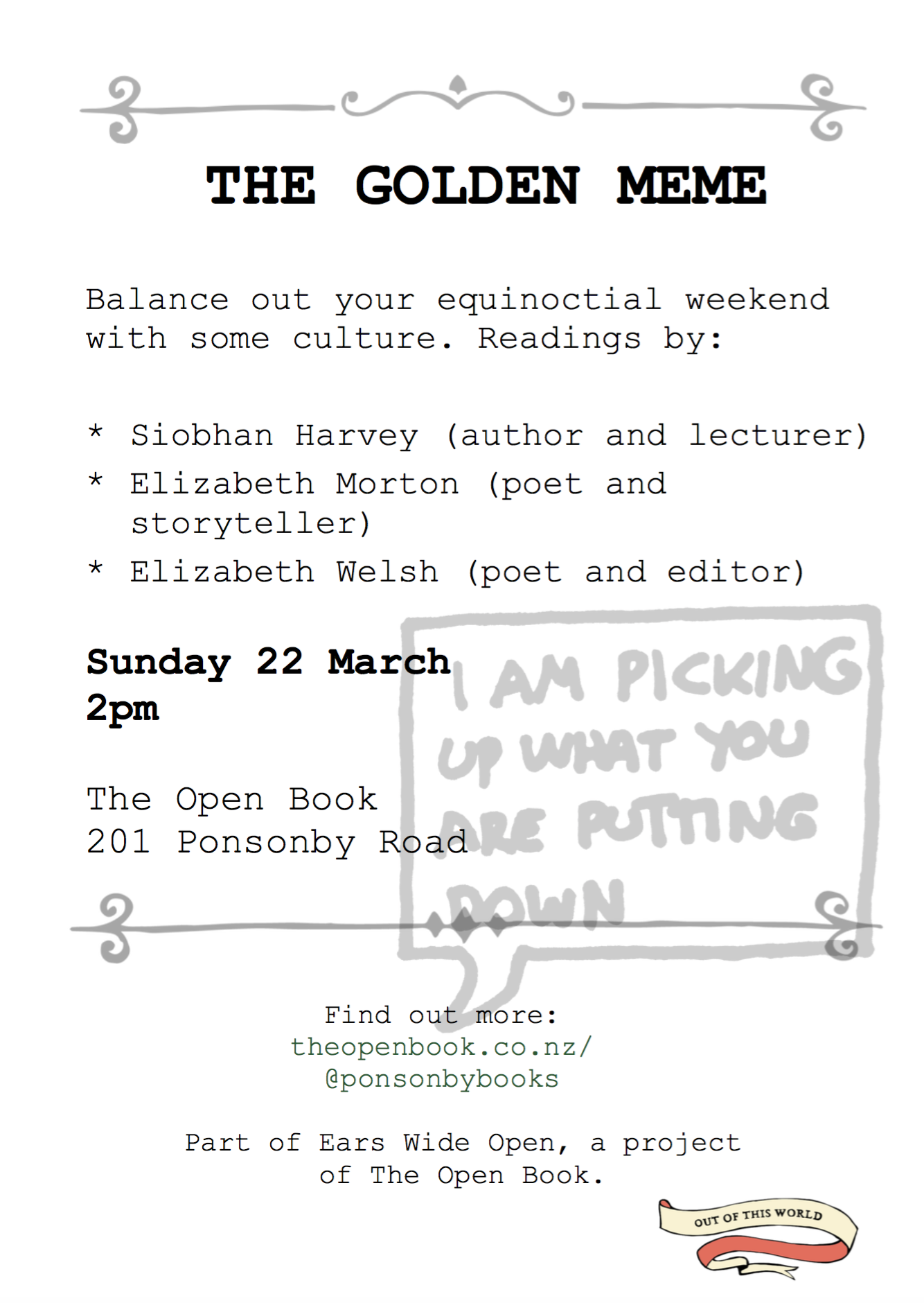Poetry Shelf noticeboard: The Gold Meme – poetry readings | NZ Poetry Shelf